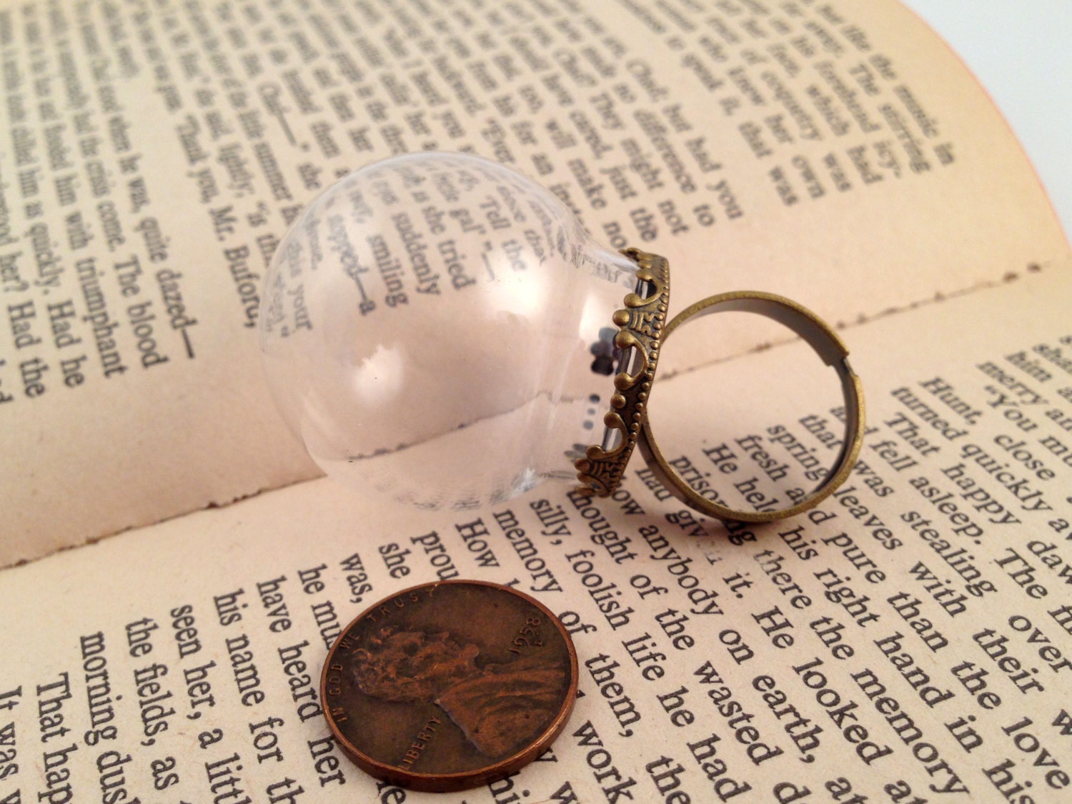 1 Clear Globe Glass Bottle Ring DIY Antique Bronze Ring Base - Etsy