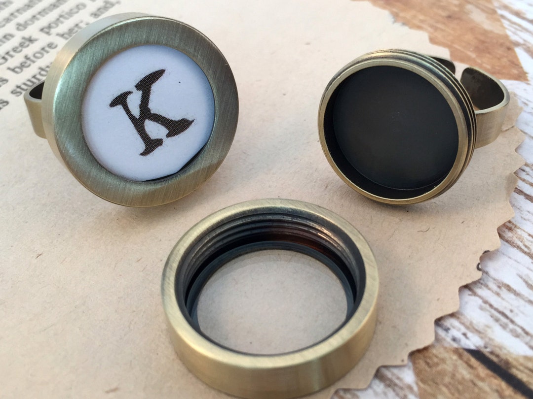Bronze Adjustable Locket Ring Shadow Box Glass Photo Pendant - Etsy