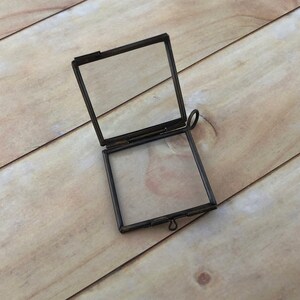 Double Sided Bronze Square Glass Frame Locket Hinged Pendant Floating ...