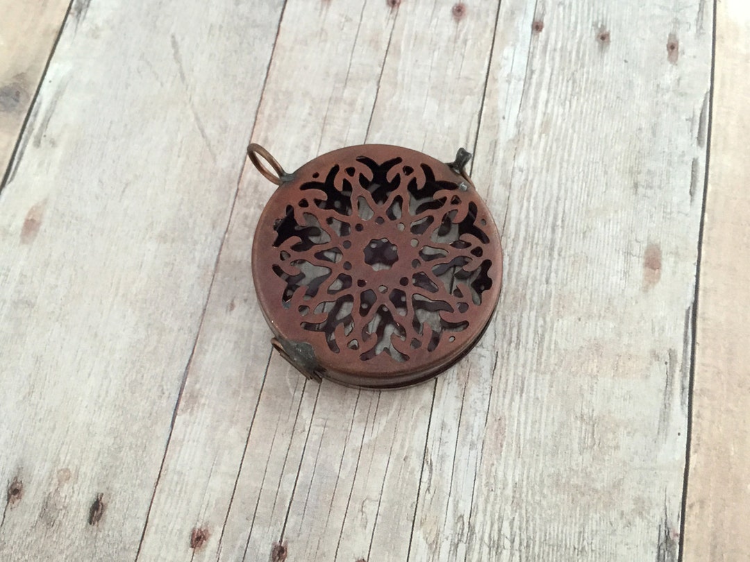Round Bronze Filigree See Through Locket Box Shadow Box Pendant ...