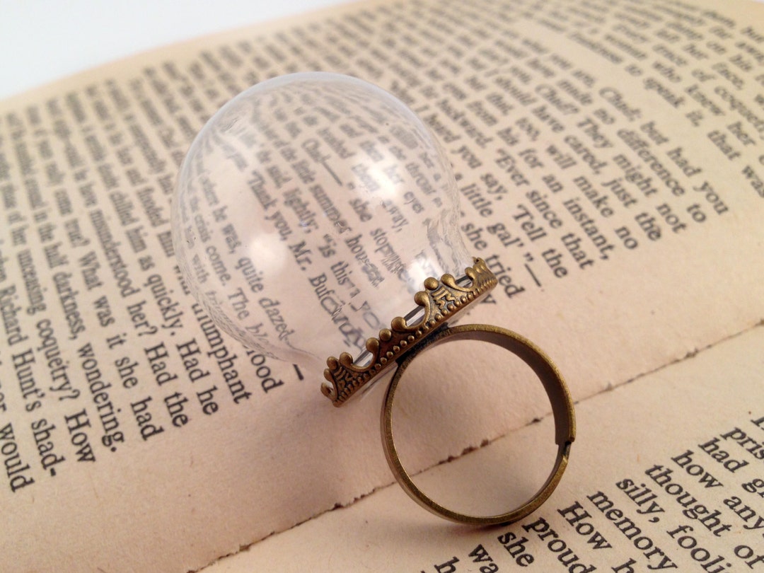 1 Clear Globe Glass Bottle Ring DIY Antique Bronze Ring Base Terrarium ...