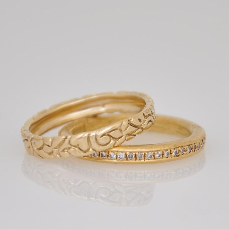 14k Gold Wedding Ring Solid Gold Band Unique Wedding Band | Etsy