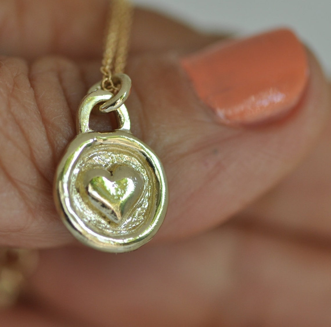 14k Solid Gold Heart Pendant Solid Gold Necklace Gold - Etsy