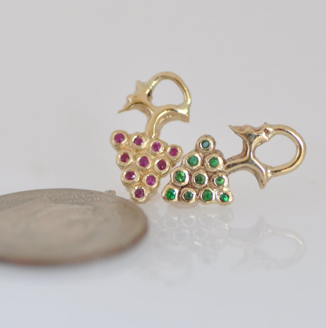 Ruby Post Earring,14k Gold Tiny Earring, Fine Jewelry Earring,grapes ...