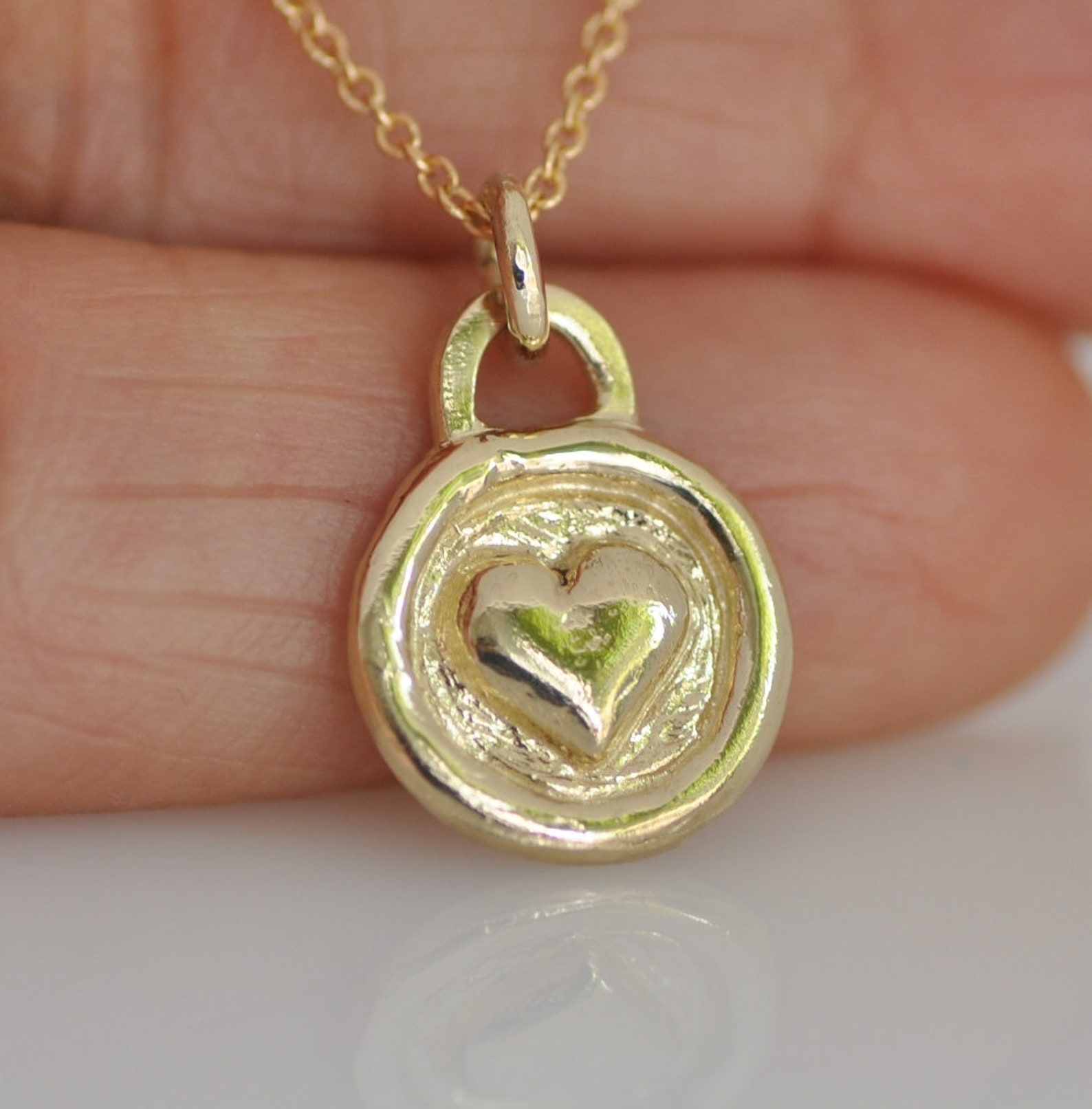 14k Solid Gold Heart Pendant Solid Gold Necklace Gold - Etsy