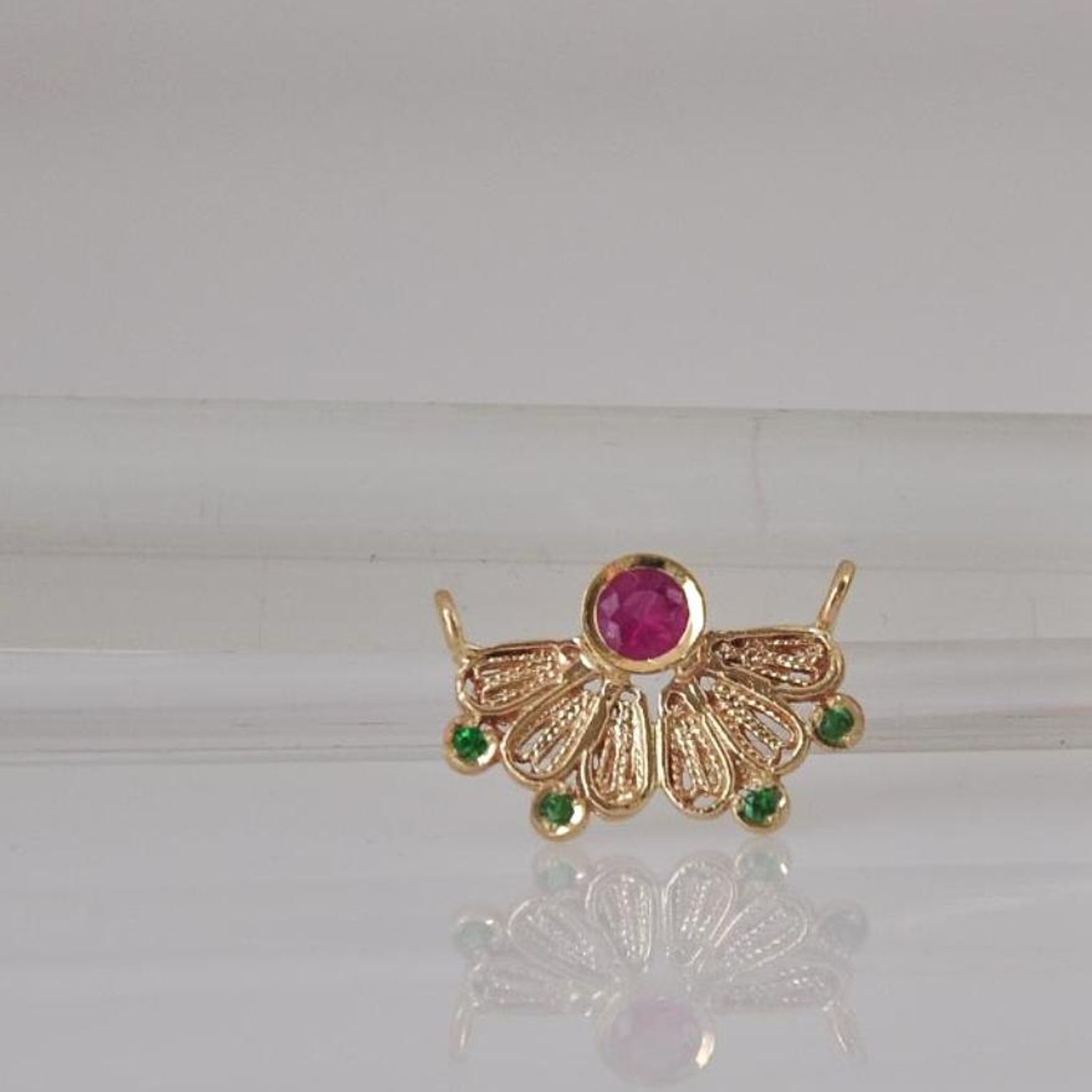 Ruby Necklace Dainty Pendant Pink Ruby Pendant Small 14k - Etsy