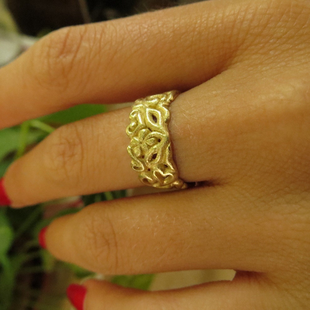 Gold Wedding Ring 14k Solid Gold Ring Wide Gold Band | Etsy