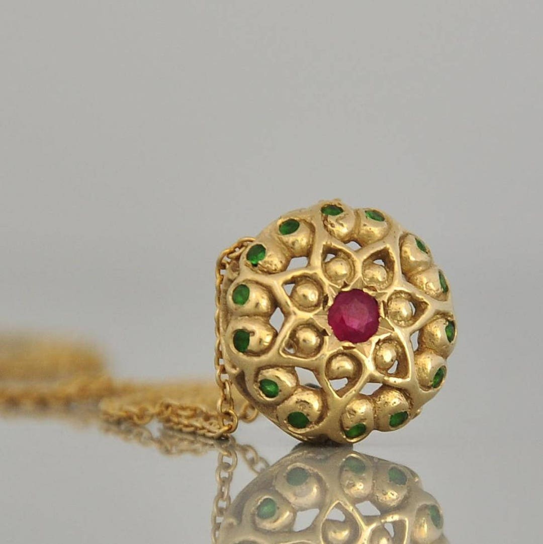 Ruby Gold Pendant , 14k Solid Gold Necklace , Ruby Necklace , Unique ...