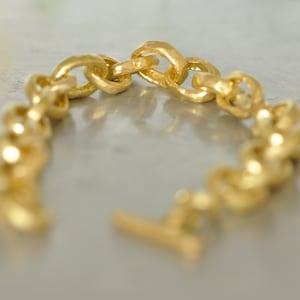 18k Solid Gold Bracelet, Statement Bracelet, Gold Bracelet, Handmade ...