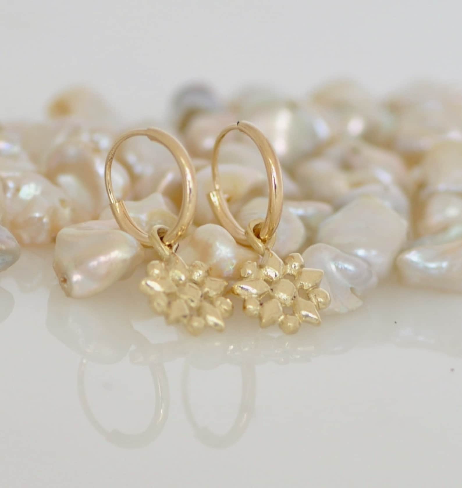 Solid Gold Earrings 14k Gold Earrings Gold Flower - Etsy