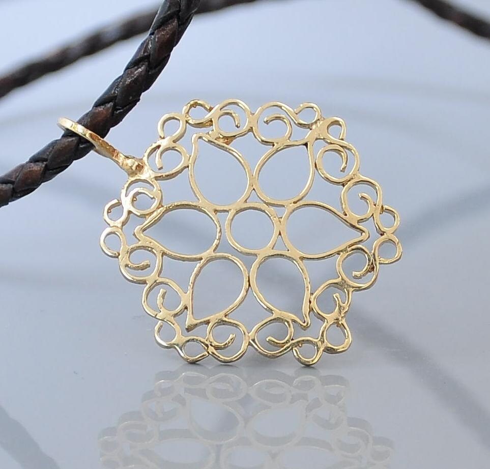 Gold Pendant Solid Gold Pendant Mandala Gold Pendant Fine - Etsy Israel