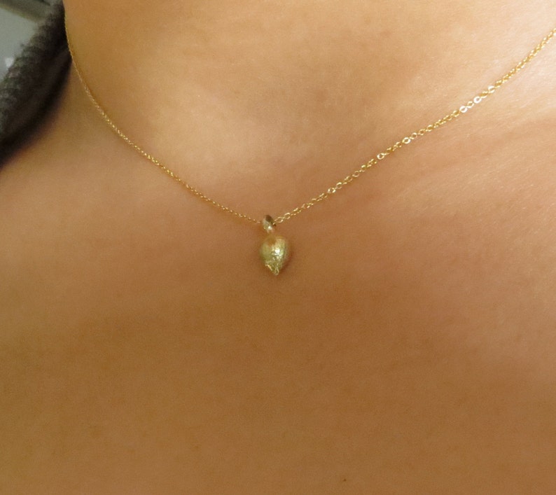 Small 14 K Gold Pendant , Little Gold Pendant , Nature Gold Necklace ...