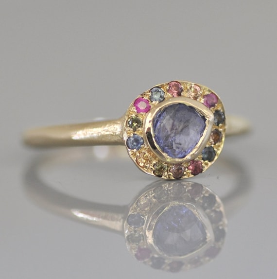 18k Antique Style Ring 18k Solid Gold Ring Multicolored | Etsy