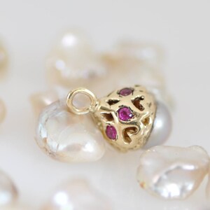 Gold and Ruby Necklace, Bridle Pearl Gold Necklace, Handmade Gold ...