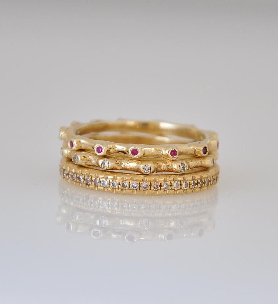 Gold Stacking Ring Eternity Gold Ring Ruby Ring 14k - Etsy