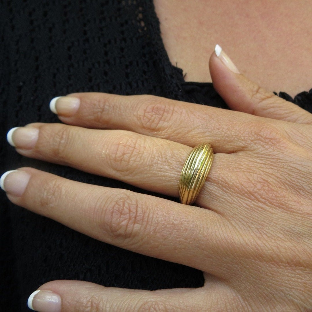 Wide Gold Ring for Woman, Heavy Gold Wedding Ring,gold Wedding Band ...