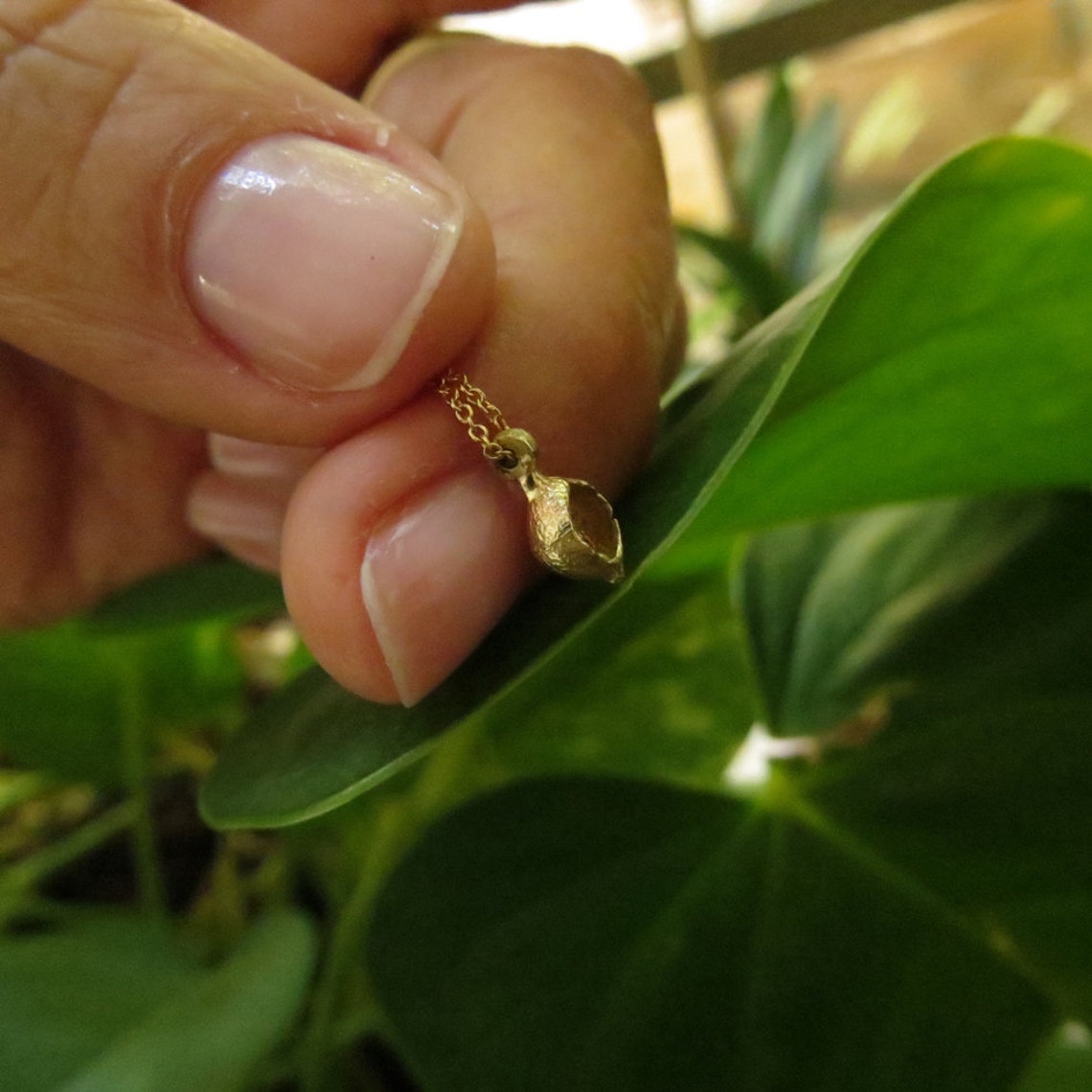 Small 14 k Gold Pendant Little Gold Pendant Nature Gold | Etsy