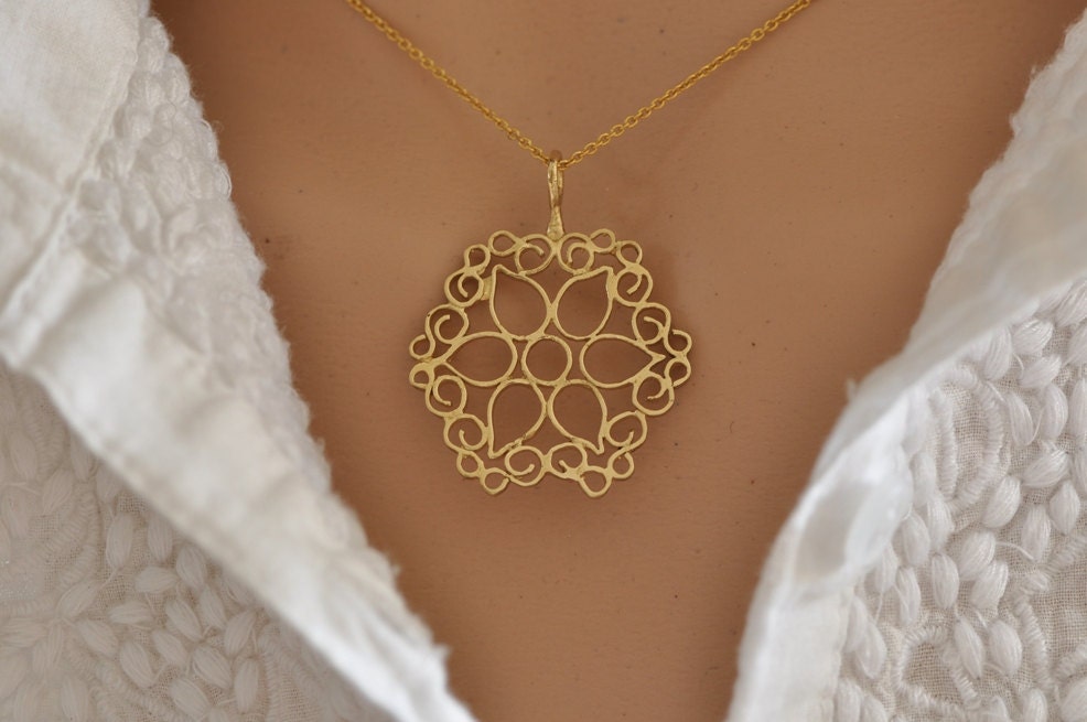 Gold Pendant Solid Gold Pendant Mandala Gold Pendant Fine - Etsy Israel
