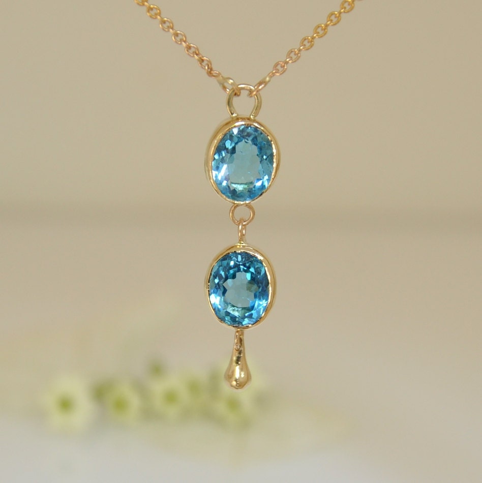 Topaz Necklace Blue Topaz Pendant London Topaz Pendant | Etsy