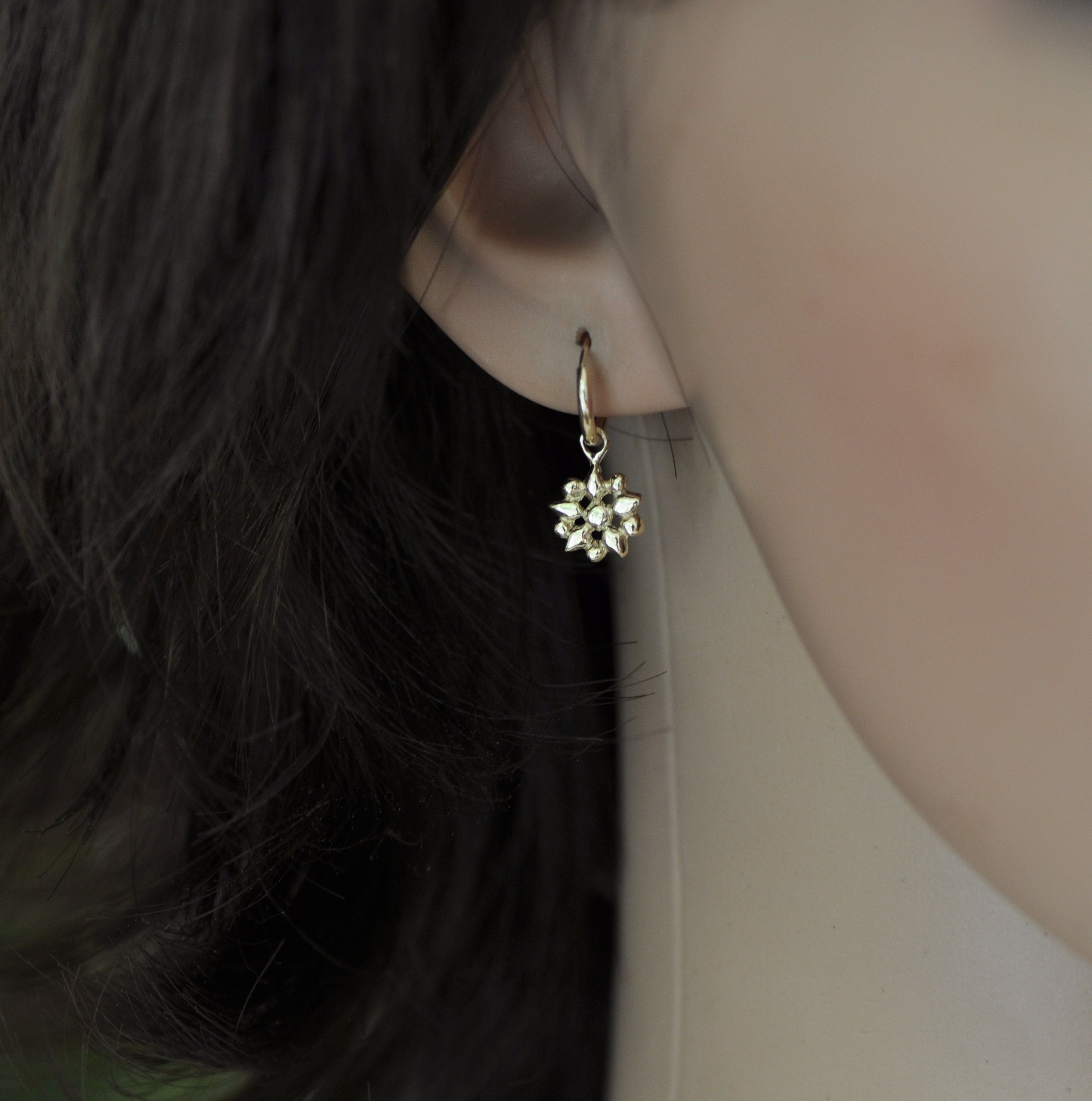 Solid Gold Earrings 14k Gold Earrings Gold Flower | Etsy