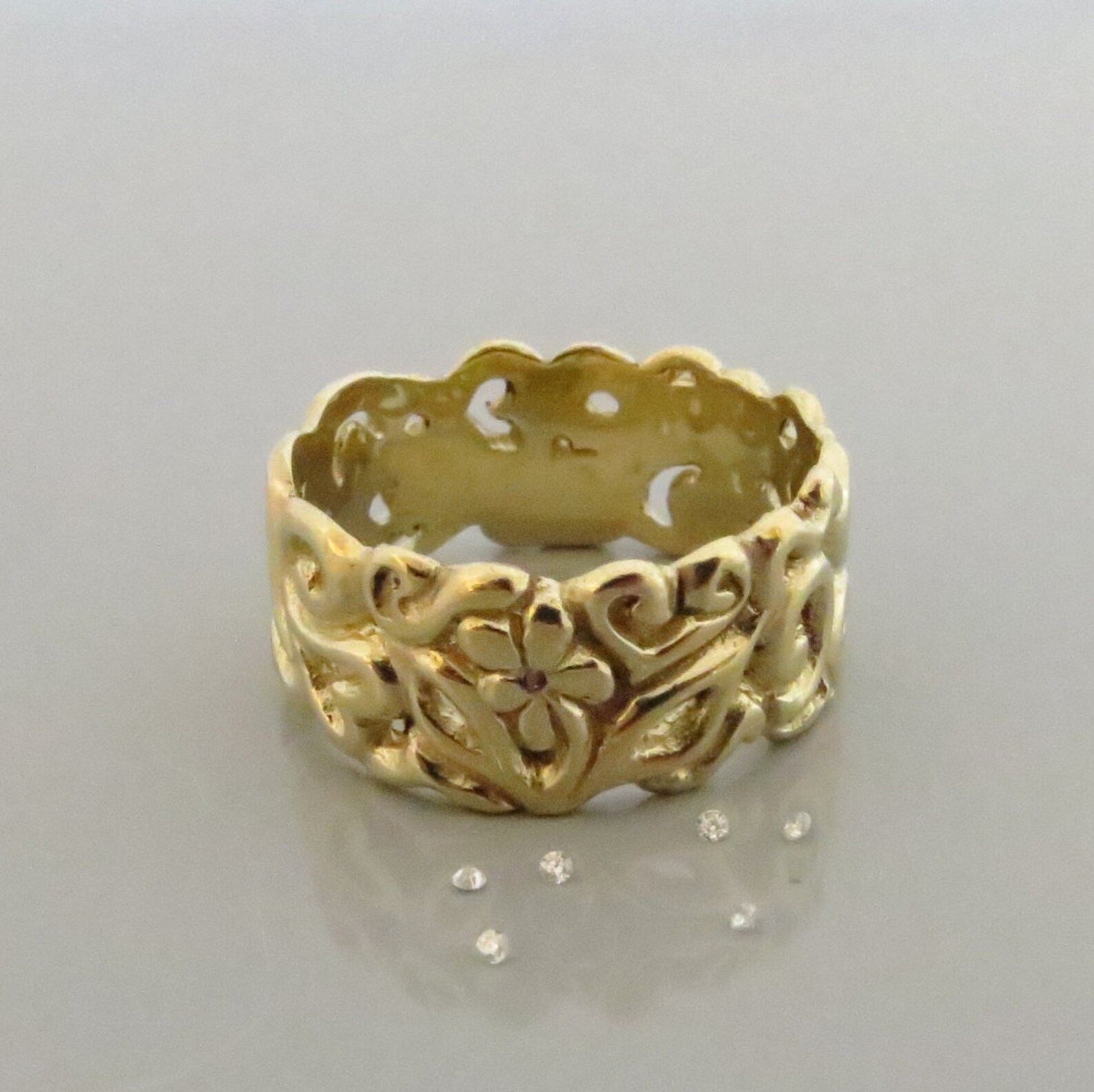 Gold Wedding Ring 14k Solid Gold Ring Wide Gold Band | Etsy