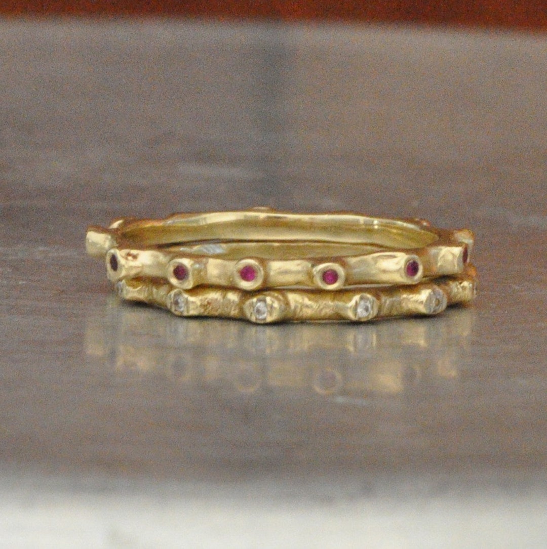 Thin Gold Rings , Delicate Set 14k Gold Ring , Stacking Ring , Gold ...