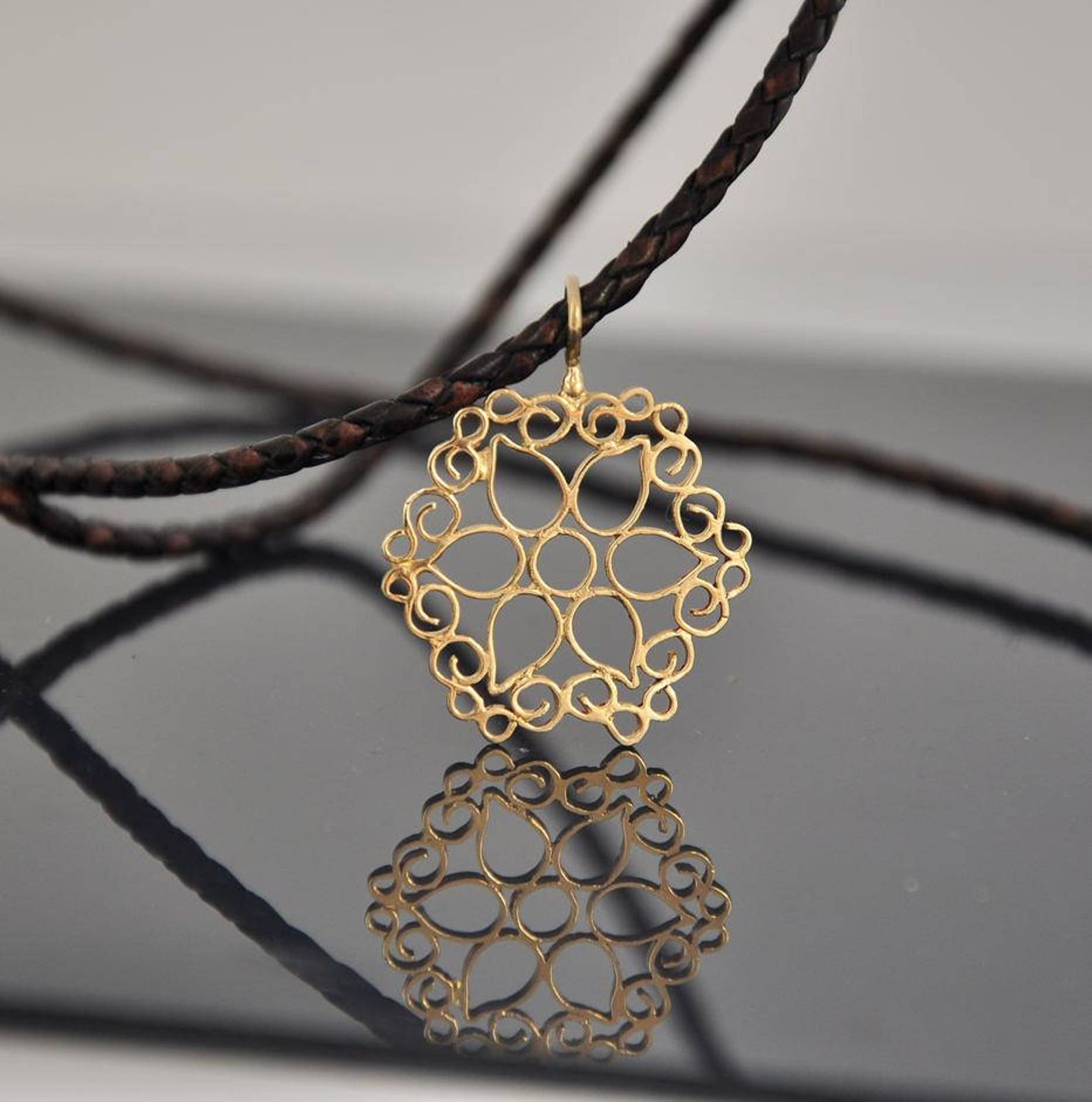 Gold Pendant Solid Gold Pendant Mandala Gold Pendant Fine - Etsy Israel