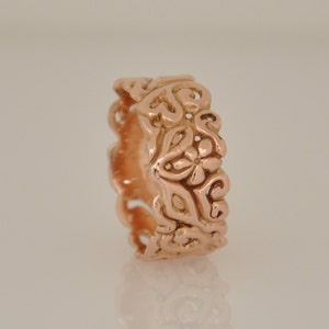 Rose Gold Wedding Band, Wide Gold Band , Unique Woman Wedding Band, 14k ...