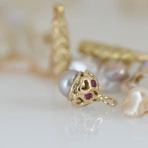 Gold and Ruby Necklace, Bridle Pearl Gold Necklace, Handmade Gold ...