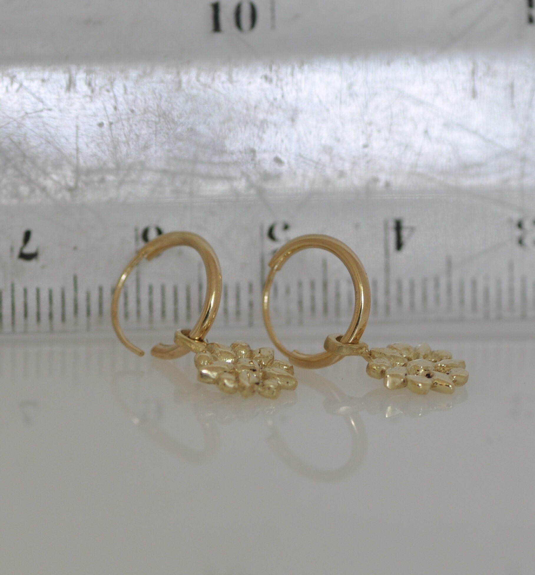 Solid Gold Earrings 14k Gold Earrings Gold Flower | Etsy