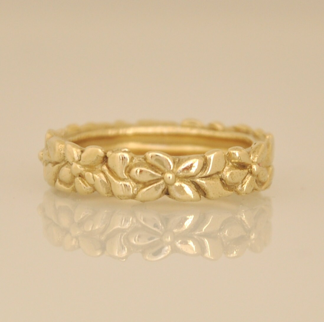 Solid Gold Ring Gold Woman Ring 14k Gold Ring Floral 14k | Etsy