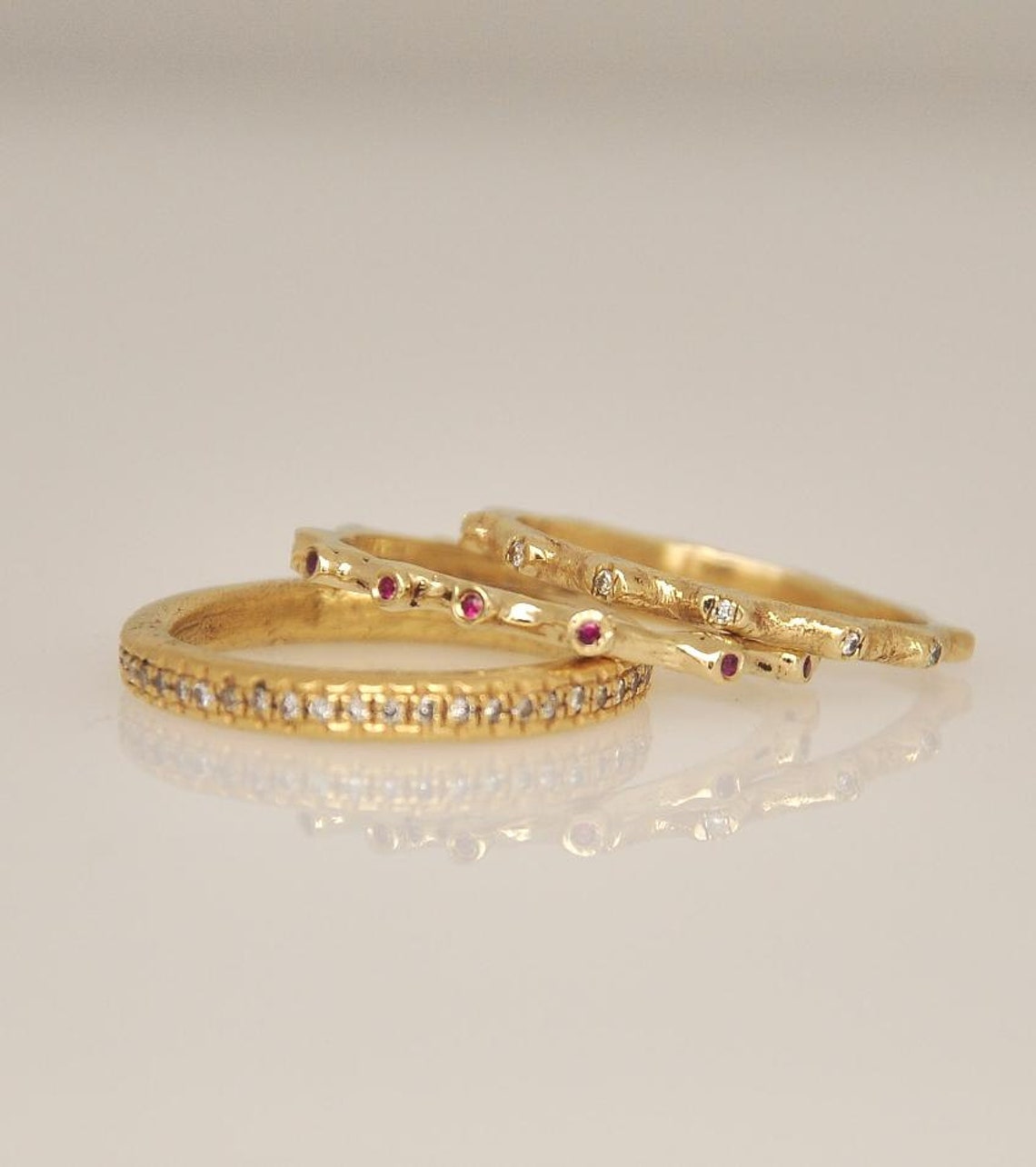 Gold Stacking Ring Eternity Gold Ring Ruby Ring 14k - Etsy
