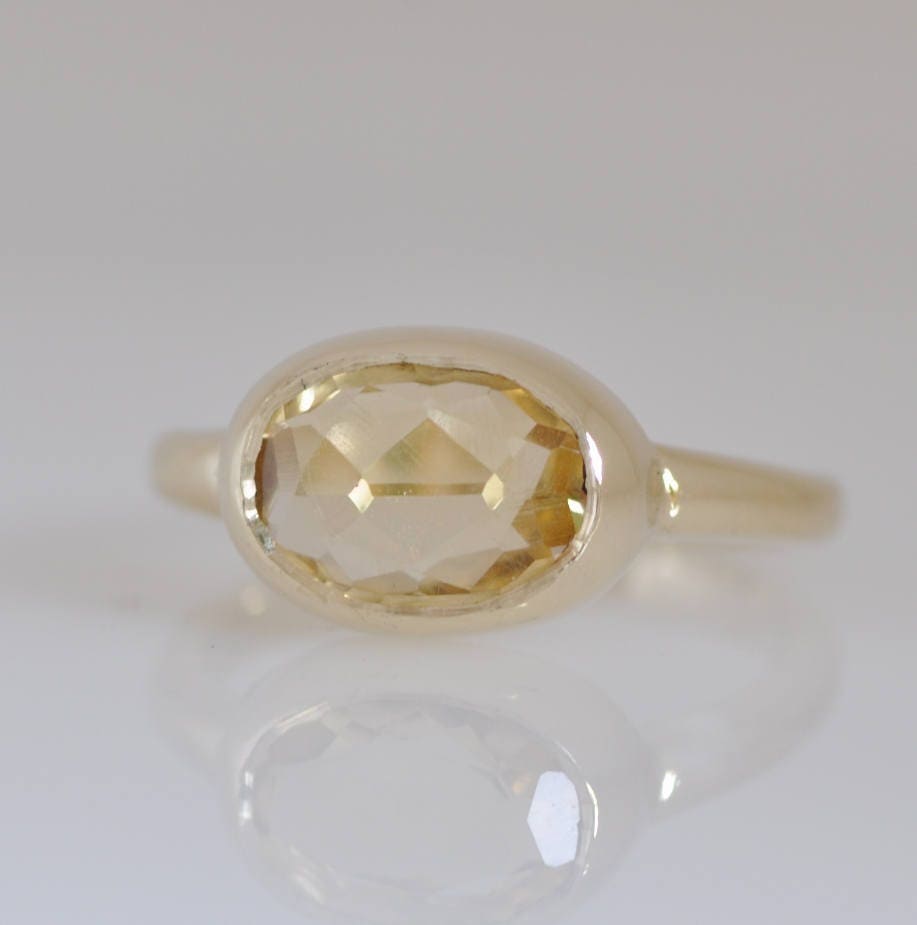 Cabochon 14k gold ring Solid Gold Ring For a Woman Yellow | Etsy