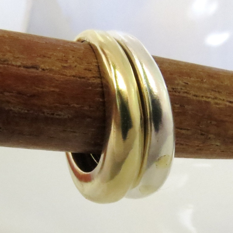 Set of Gold Rings Two Tones Gold Rings for Woman Solid Gold - Etsy