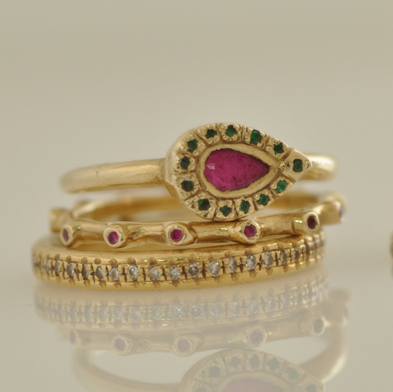 14K Gold Ring Ruby Ring Indian Style Teardrop Gold Ring - Etsy