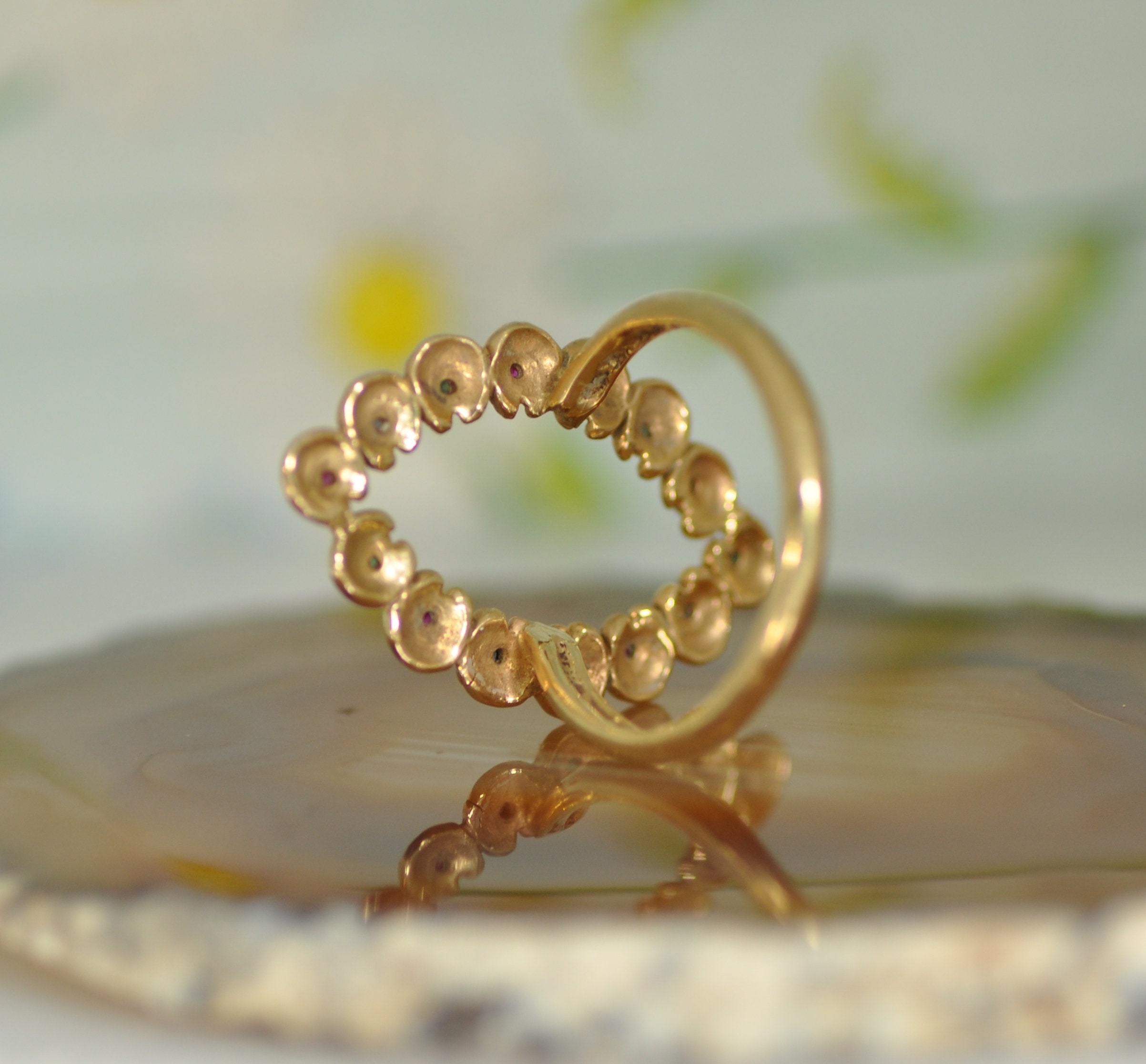 Unique Handmade Ring Multistone Ring Gold Ring and - Etsy Israel