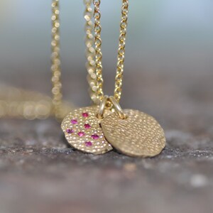 18k Gold Ruby Pendant, Small Red Ruby Gemstones, Round Gold Pendants ...