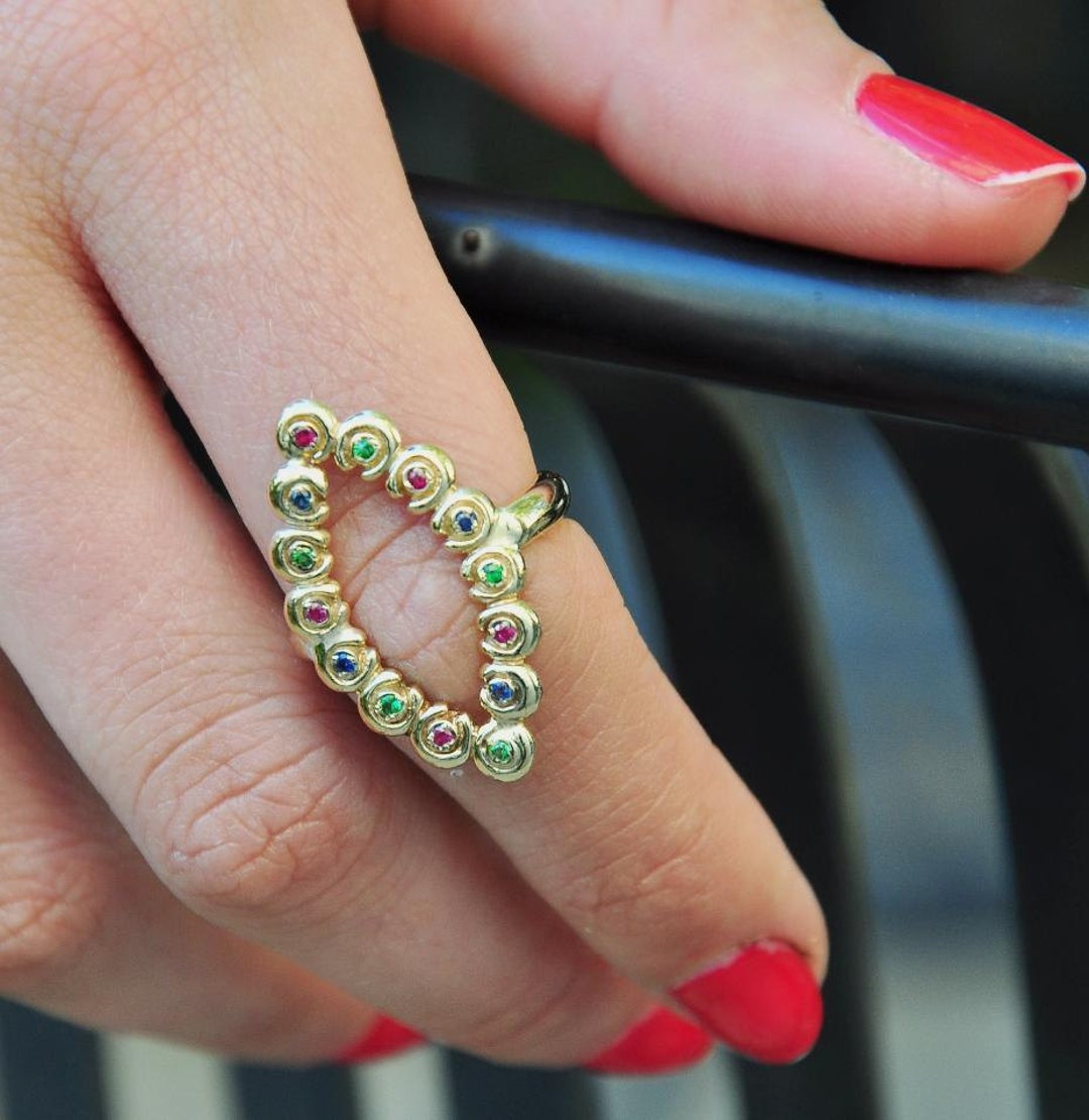 Unique Handmade Ring , Multistone Ring , Gold Ring and Gemstones ...