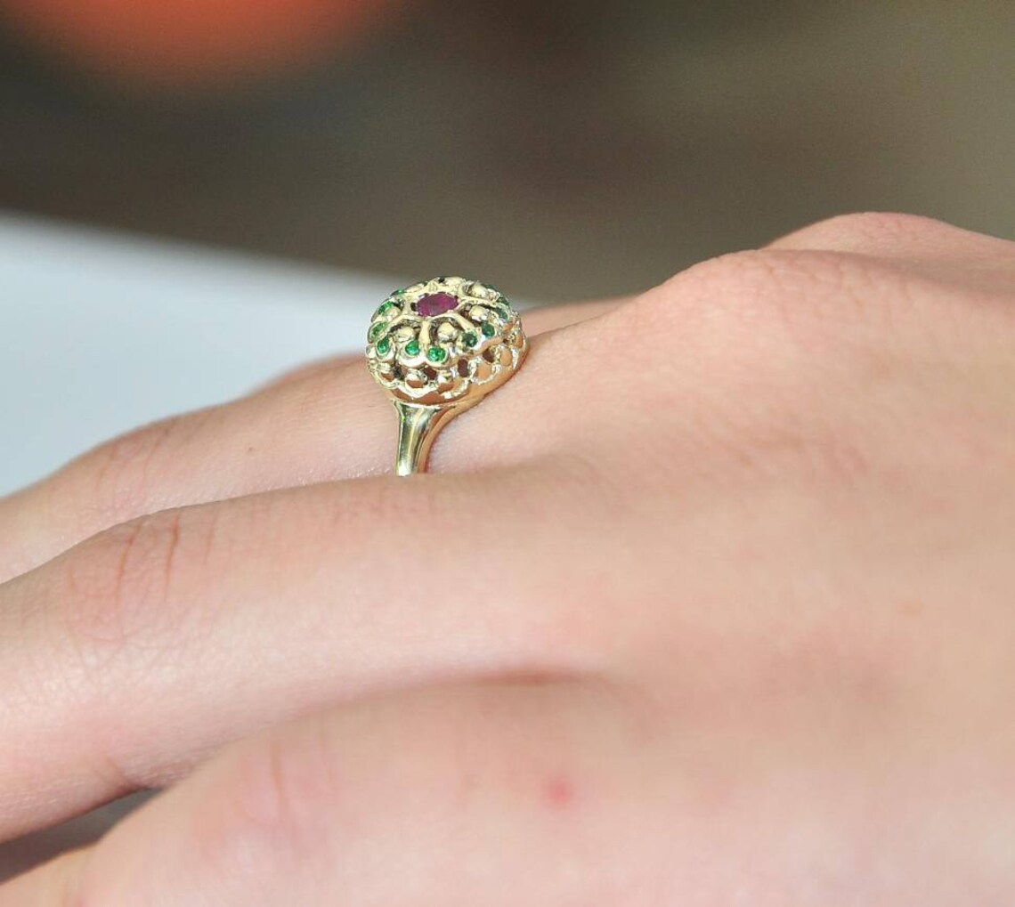 14k Gold Set for Anniversary Ruby Set for Women Ring and | Etsy