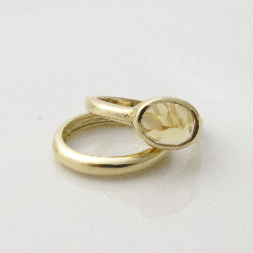 Gold Engagement Ring Solid Gold Set of Rings Engagement | Etsy