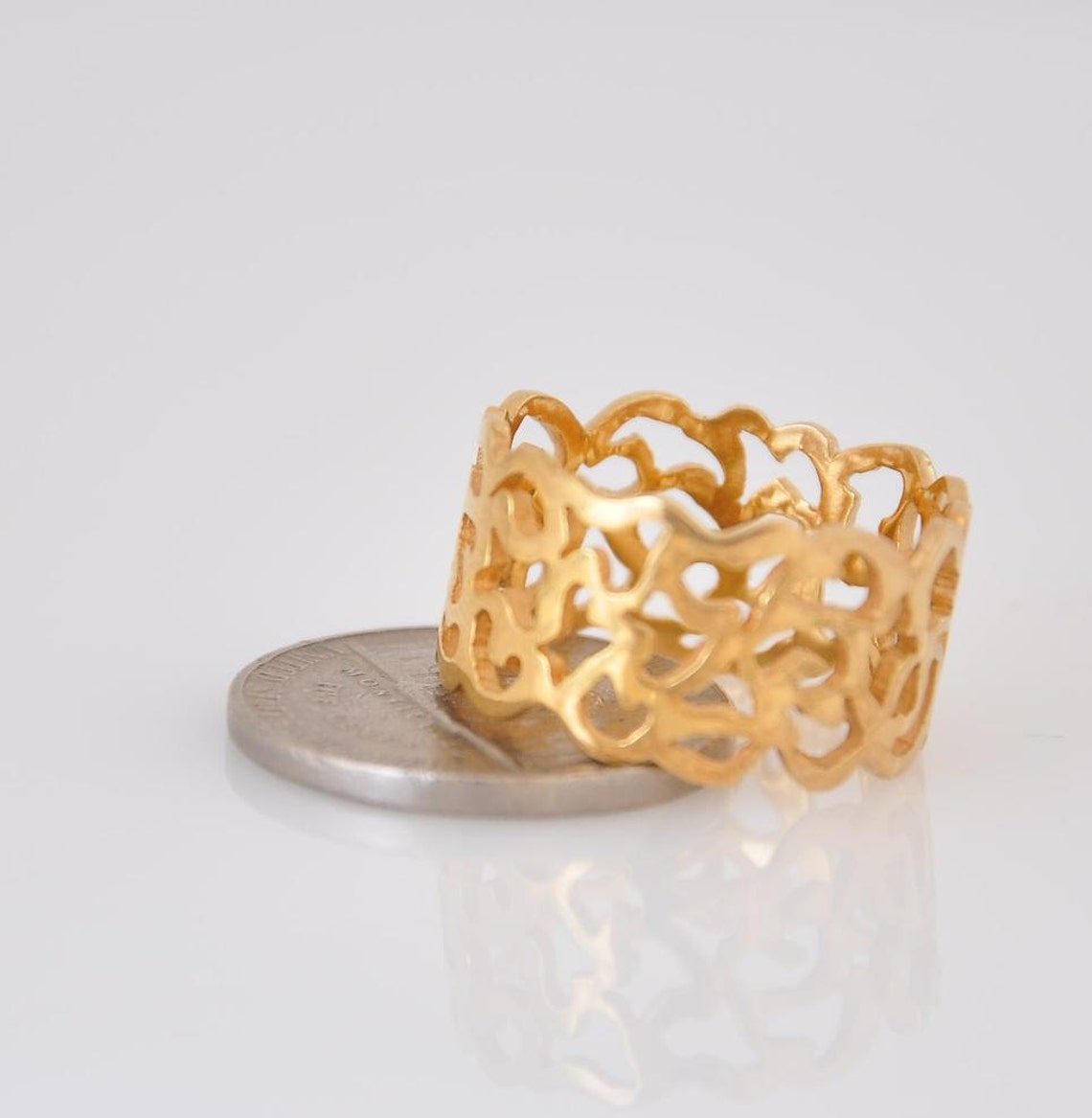 Gold Lace Band Wide Gold Ring Wide Wedding Band 14k Gold | Etsy