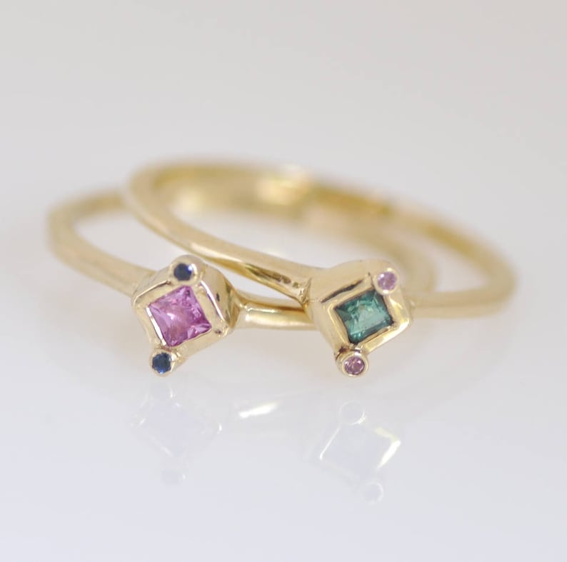 Two Gold Rings Her and Her Rings Unique Wedding Ring For Her | Etsy