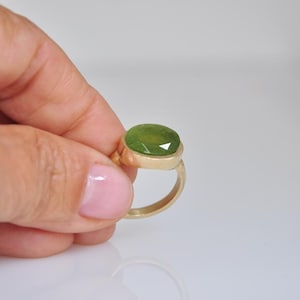 18k Gold Statement Ring , Green Large Stone, Gemstone Solid Gold Ring ...