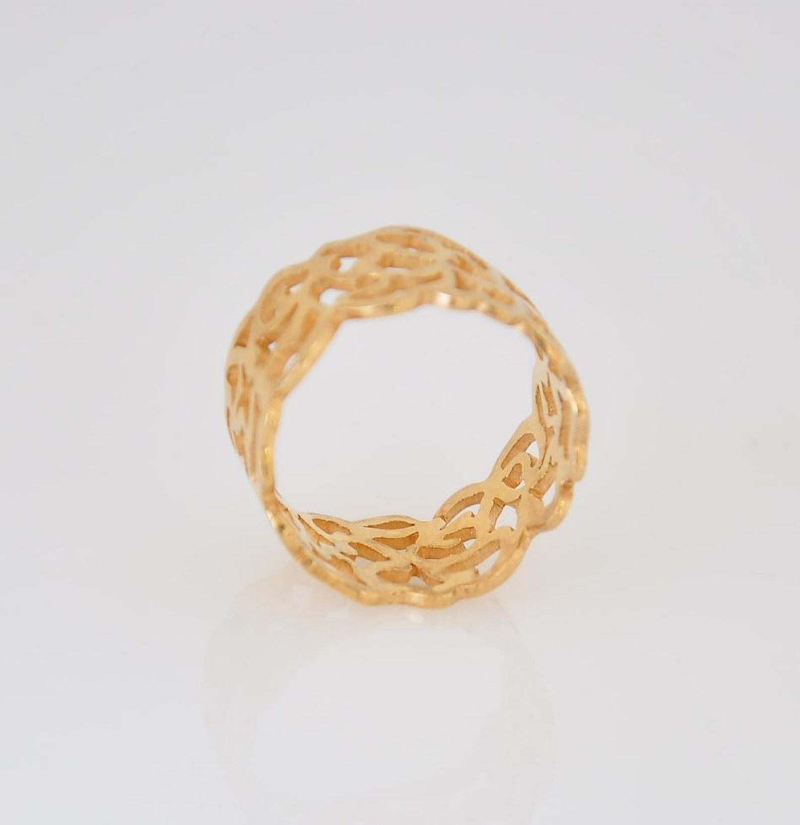 Gold Lace Band Wide Gold Ring Wide Wedding Band 14k Gold | Etsy