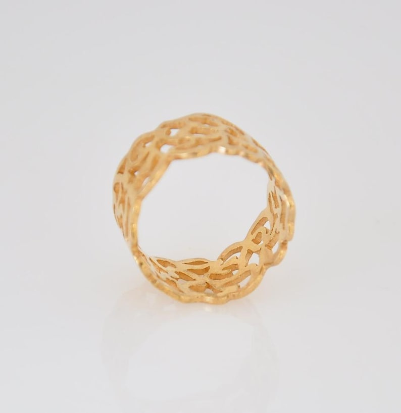 Gold Lace Band Wide Gold Ring Wide Wedding Band 14k Gold | Etsy