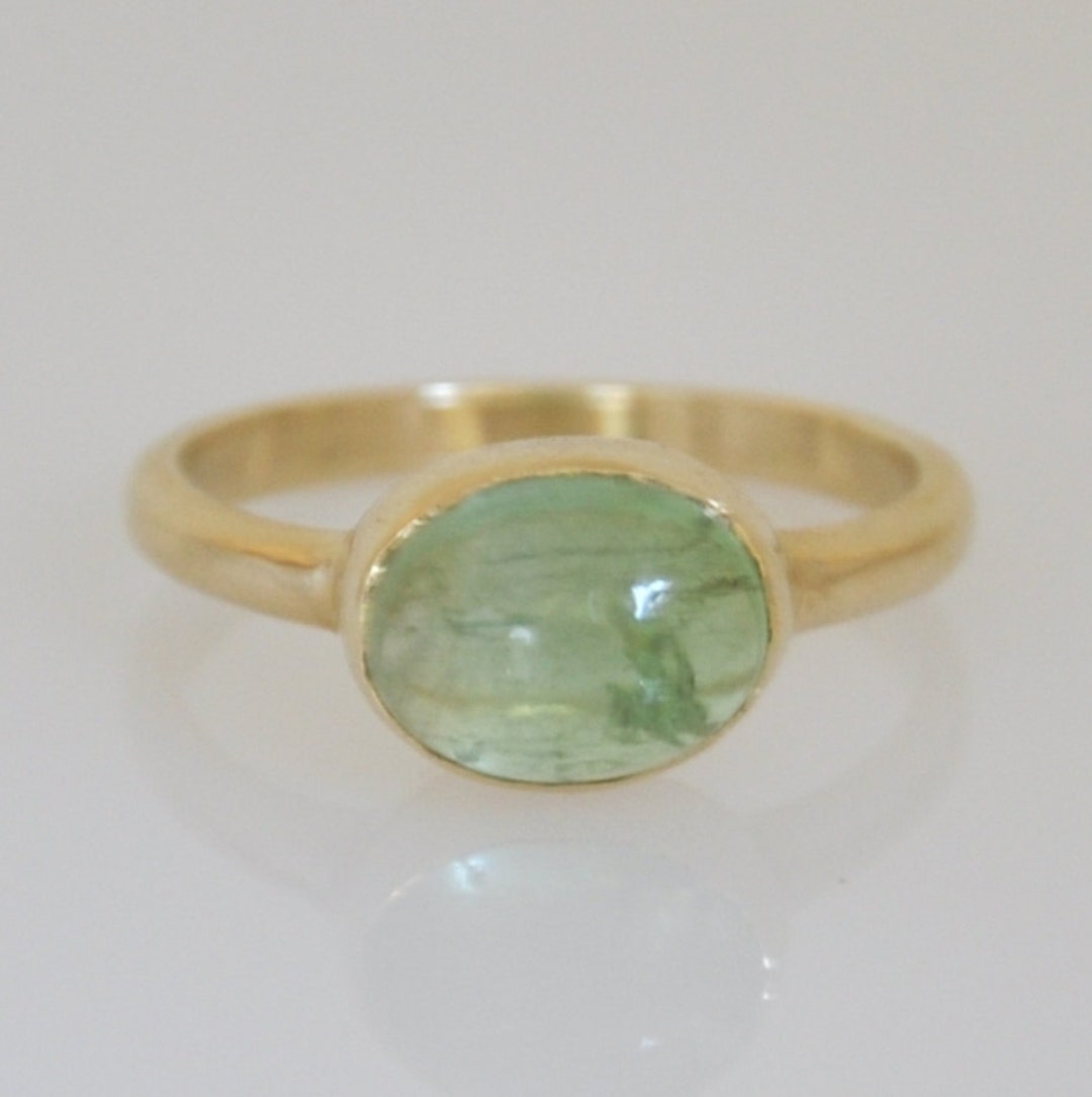 14k Gold Ring , Green Tourmaline Ring , Gold Ring With Green Stone ...