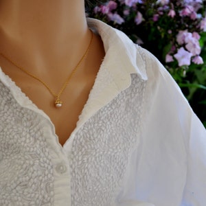 Gold and Ruby Necklace, Bridle Pearl Gold Necklace, Handmade Gold ...