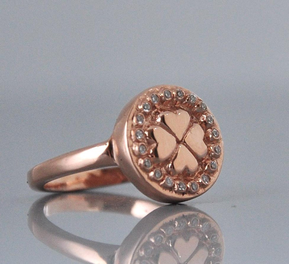 Antique Style ring Diamonds Gold Ring Rose Gold Ring Heart | Etsy