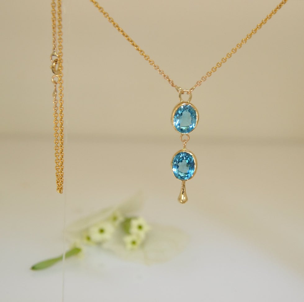 Topaz Necklace Blue Topaz Pendant London Topaz Pendant | Etsy
