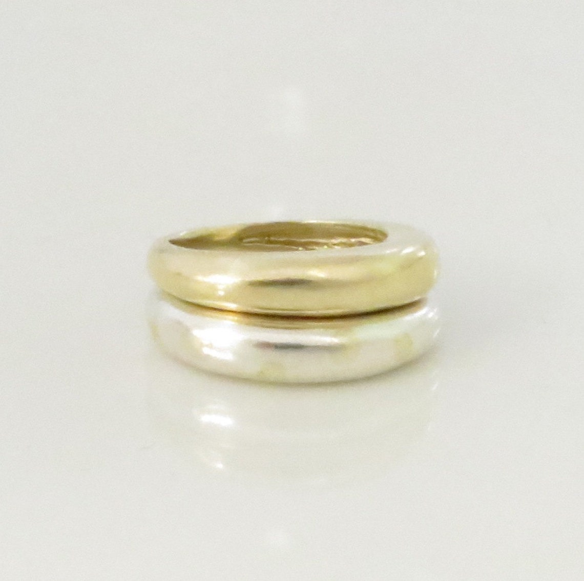 Set of Gold Rings Two Tones Gold Rings for Woman Solid Gold - Etsy
